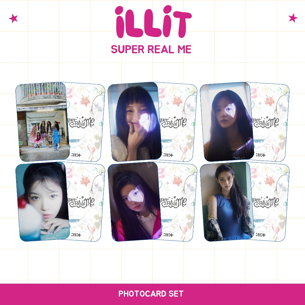 Photocard ILLIT SUPER REAL ME 2 Sides (6Pcs+2-Sided Lamination) Signature TTD KPOP CARDS IDOL ...