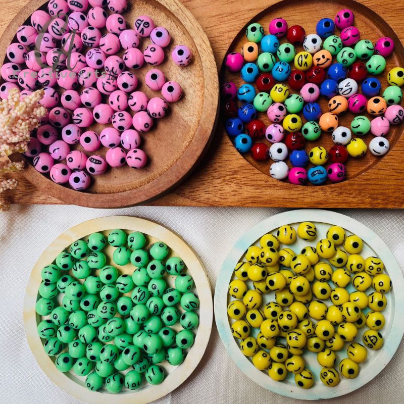 Acrylic Emoticon Beads Round Spacer Beads Stringing Material Craft ...