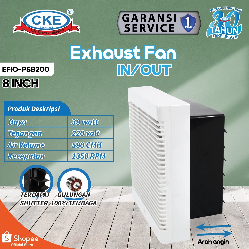 Exhaust Fan / WALL Fan / Wall Exhaust Fan 8 Inch In Out 220V / Exhaust Shutter In-Out Home ...