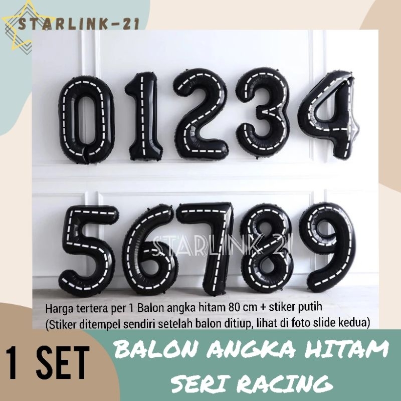 PUTIH HITAM Racing THEME BLACK NUMBER BALLOONS | Jumbo Number Balloons ...