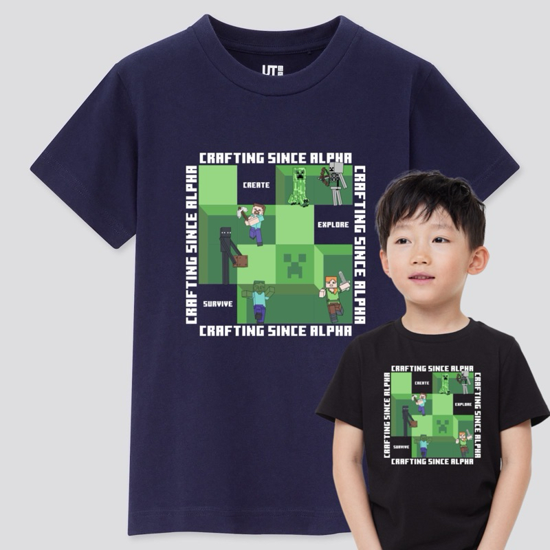 MINECRAFT CREATE CHARACTER CHILDREN'S T-SHIRT EXPLORE SURVIVE “CRAFTING ...