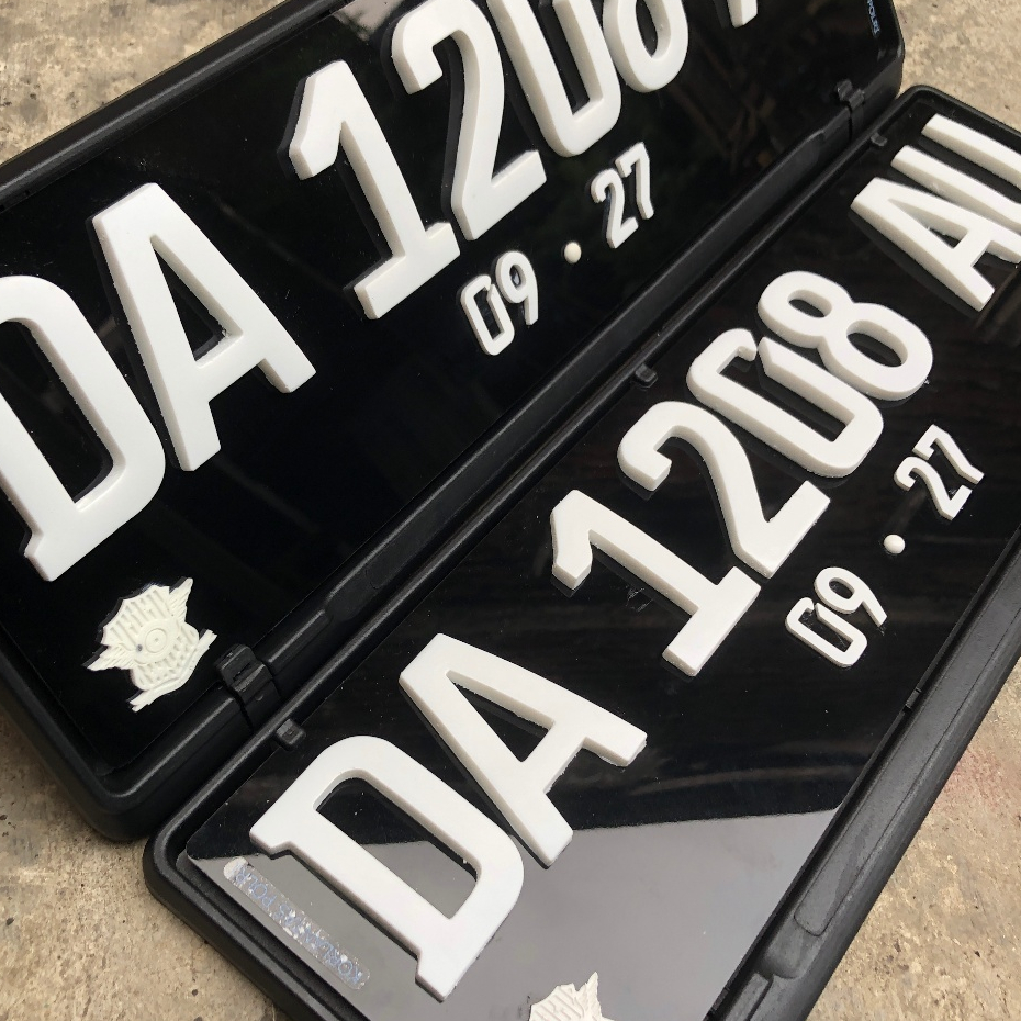HITAM Car Number Plate New Font 3D Custom Variation Embossed Black ...