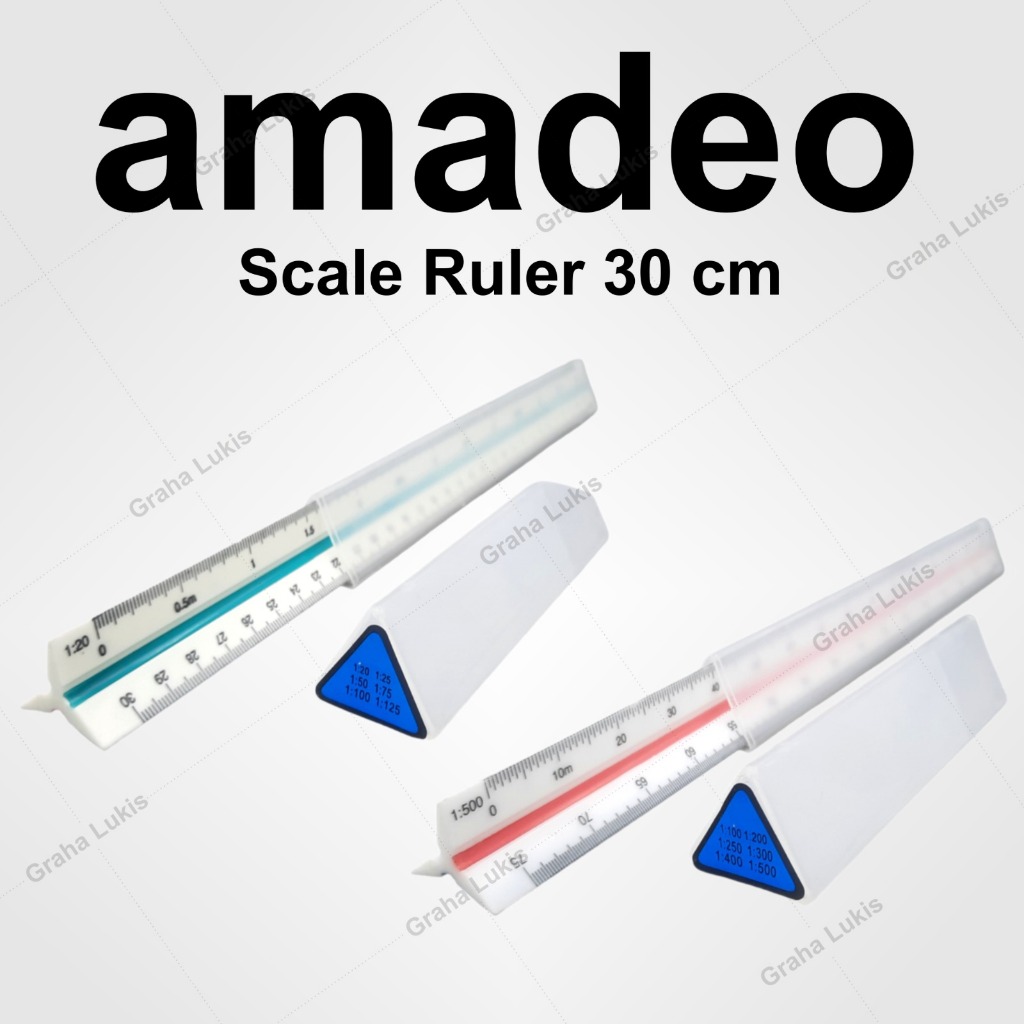 Amadeo Scale Ruler 30cm - Drafter Architect Triangle Scale Ruler ...