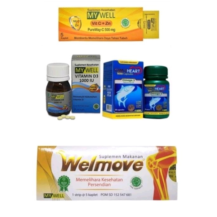 My Well Vitamin D3 1000iu Zinc C Omega3 Mywell OM3 Wellmove Bones ...