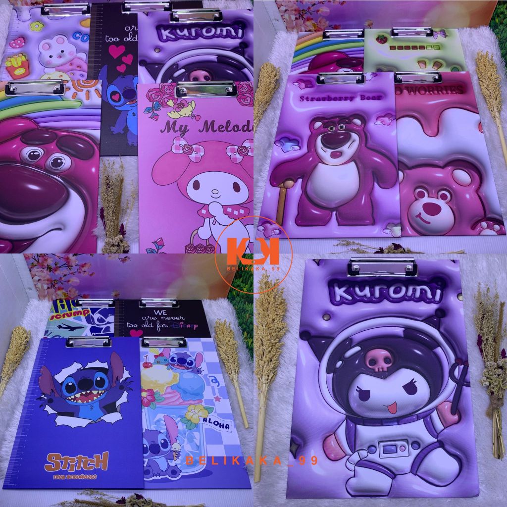 Lotso SANRIO STITCH AND RABBIT MOTIF EXAMINATION BASE CHEST BOARD A4 ...