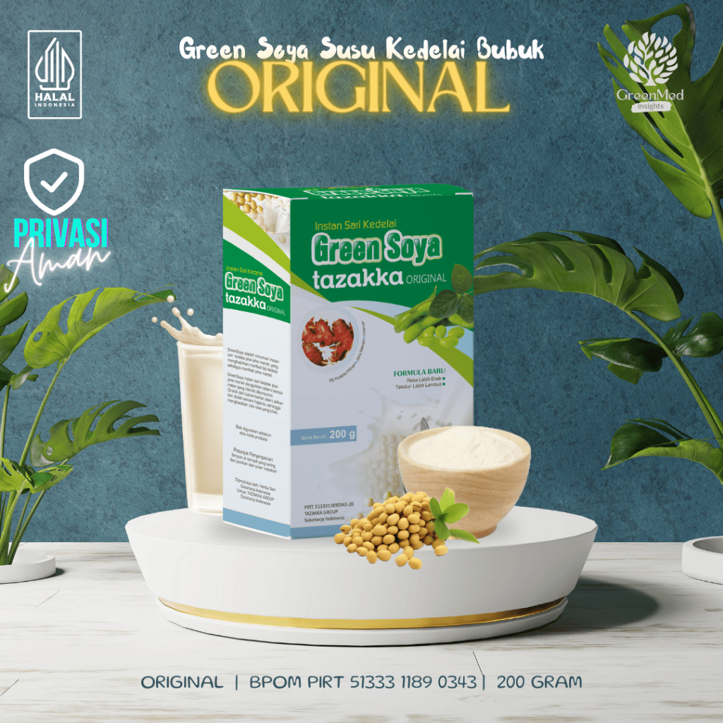 Pure Soybean Milk PROTEIN Powder GREEN SOYA ORIGINAL TAZAKKA 200GR ...