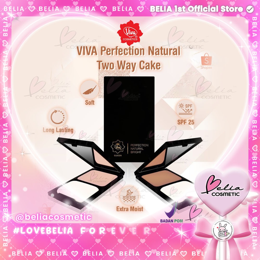 Belia VIVA Perfection Natural Bright Two Way Cake SPF 25 | With UVA & UVB | Solid Powder | Viva ...