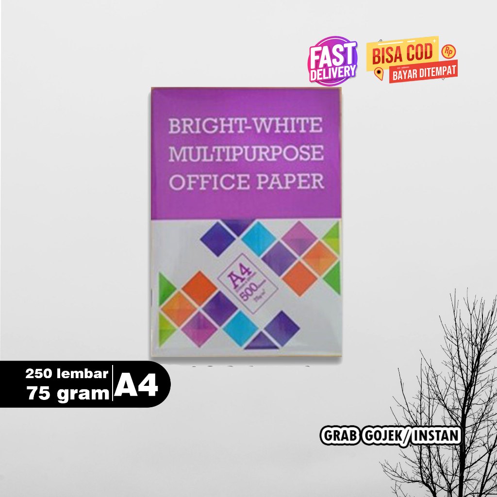A4 Paper 75 gr 1/2 Reams, 250 Sheets BMO (Bright-White Multipurpose ...