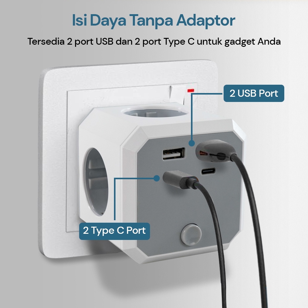 Eu Plug Socket 7/8 in 1 USB Type C Port Cube Wall Socket Extension ...