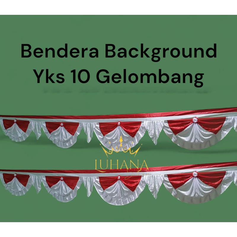 MERAH PUTIH Red and White Background Flag Yks Ribbon 10 Waves Cloth ...
