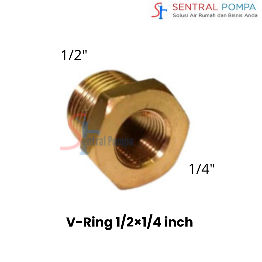 V-ring 1/2 x 1/4 inch Vlok Ring Reducer thread 1/2" x 1/4" brass ...