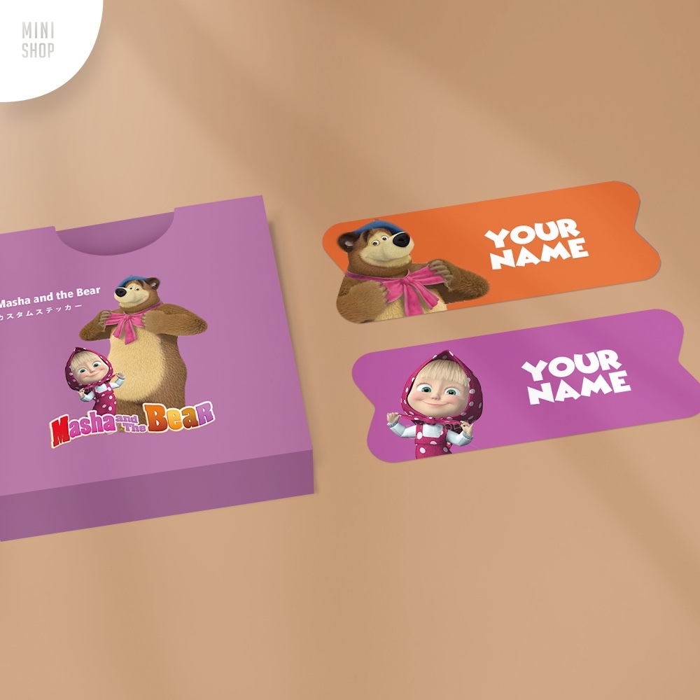 Custom Waterproof Masha and The Bear Name Sticker (Qui) | Shopee ...