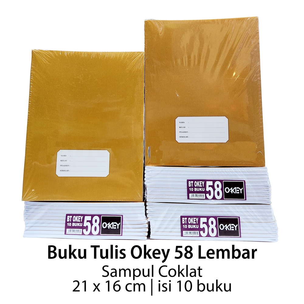 Kiky OKEY notebook containing 58 sheets 10 Brown Cover Notebook Quarto ...