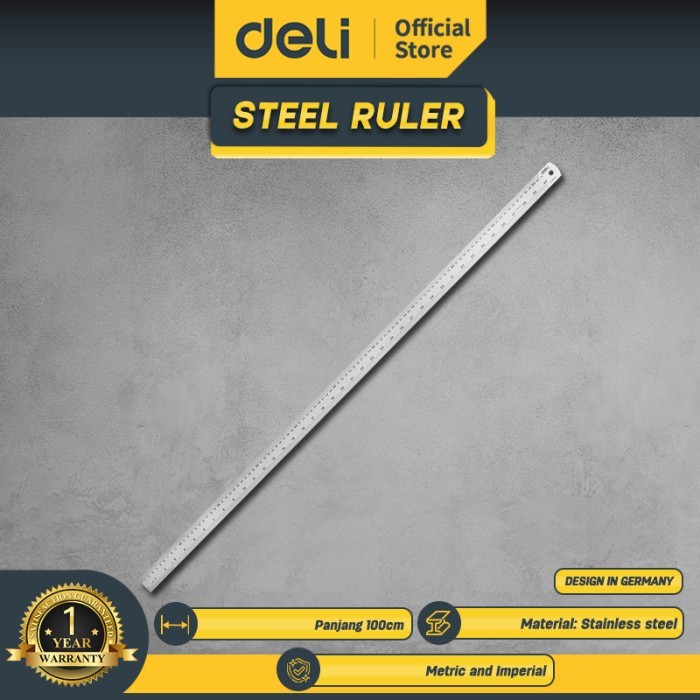 Deli Iron Ruler 100 Cm / Steel Ruler Line 100 Cm EDL8100Y | Shopee ...