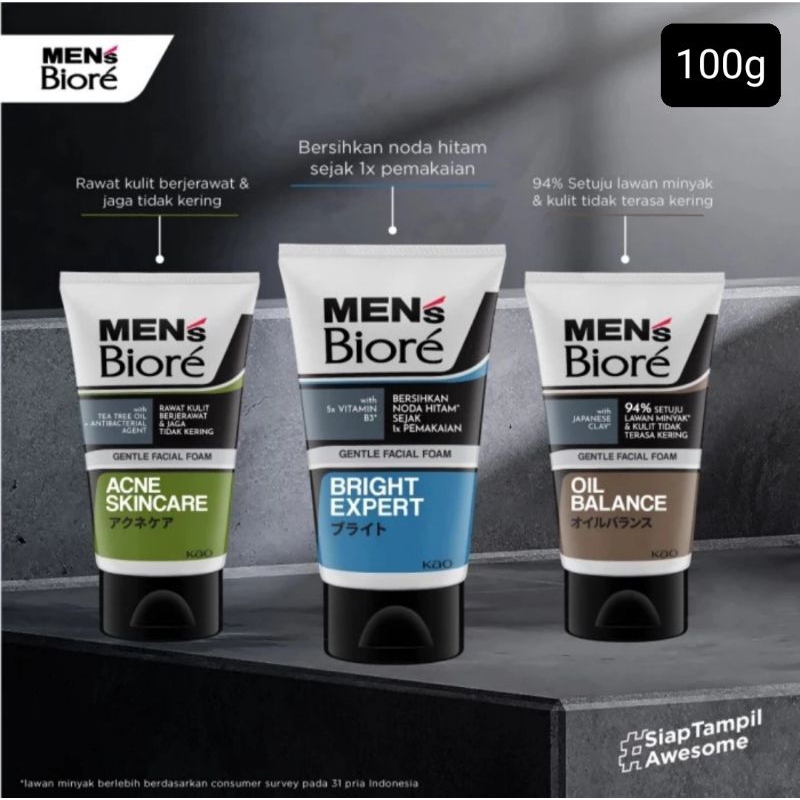 Men's Mens Biore Gentle Facial Foam Non Scrub 100g 100 g | Shopee ...