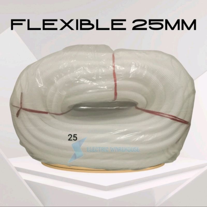 PUTIH (PER Meter) FLEXIBLE 25MM Electrical White PVC CONDUIT Hose 25MM ...
