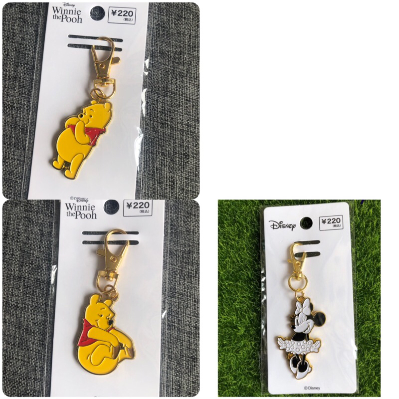 Disney mickey and minnie pooh metal keychain key holder original Japan ...