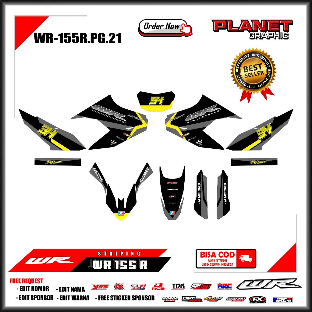 Sticker Striping Motorcycle Variation WR 155 R Racing Motif - WR-155R ...