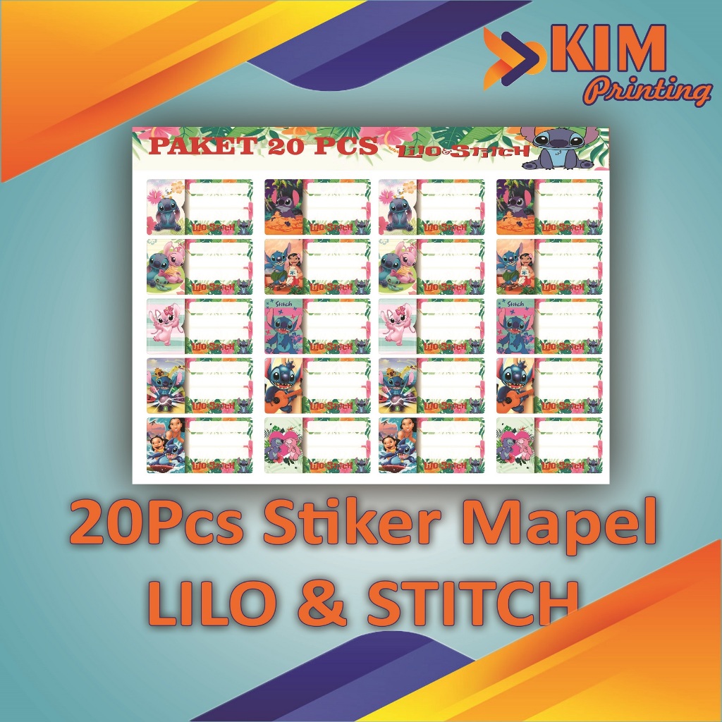 (20PCS) TEXTBOOK LABEL STICKERS / LILO &STITCH CHARACTER TEXTBOOK NAME ...