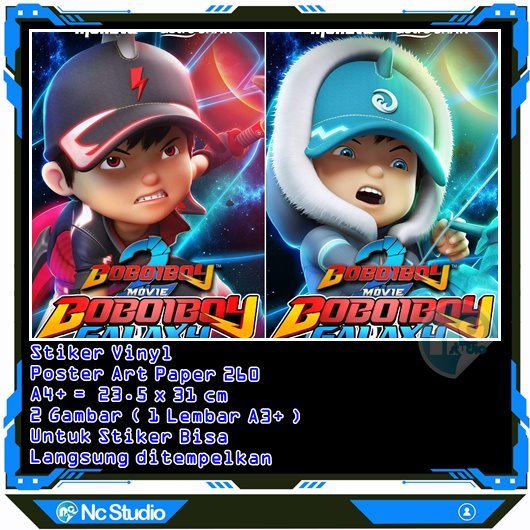 Boboiboy Poster Sticker A3+ boboi boy yaya ying gopal Kids Decoration ...