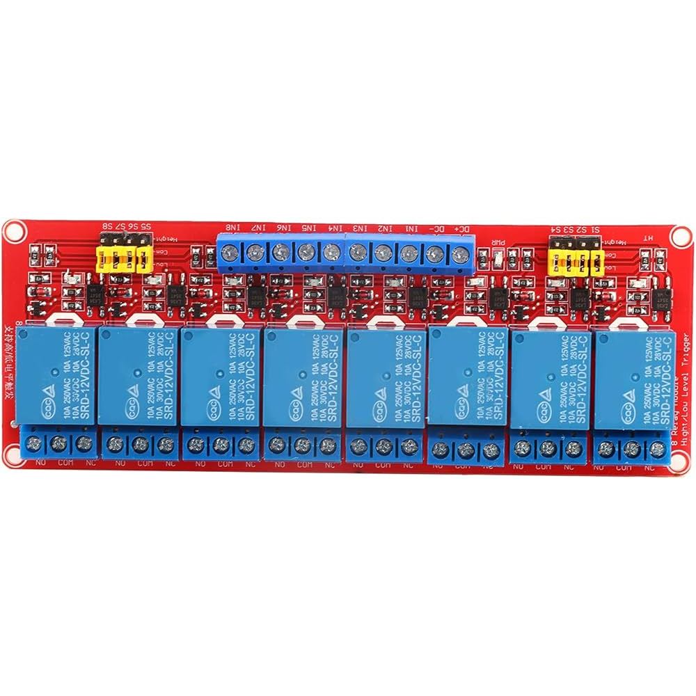 8 Channel Relay Optocoupler Module 5V Red Board Version active HIGH ...