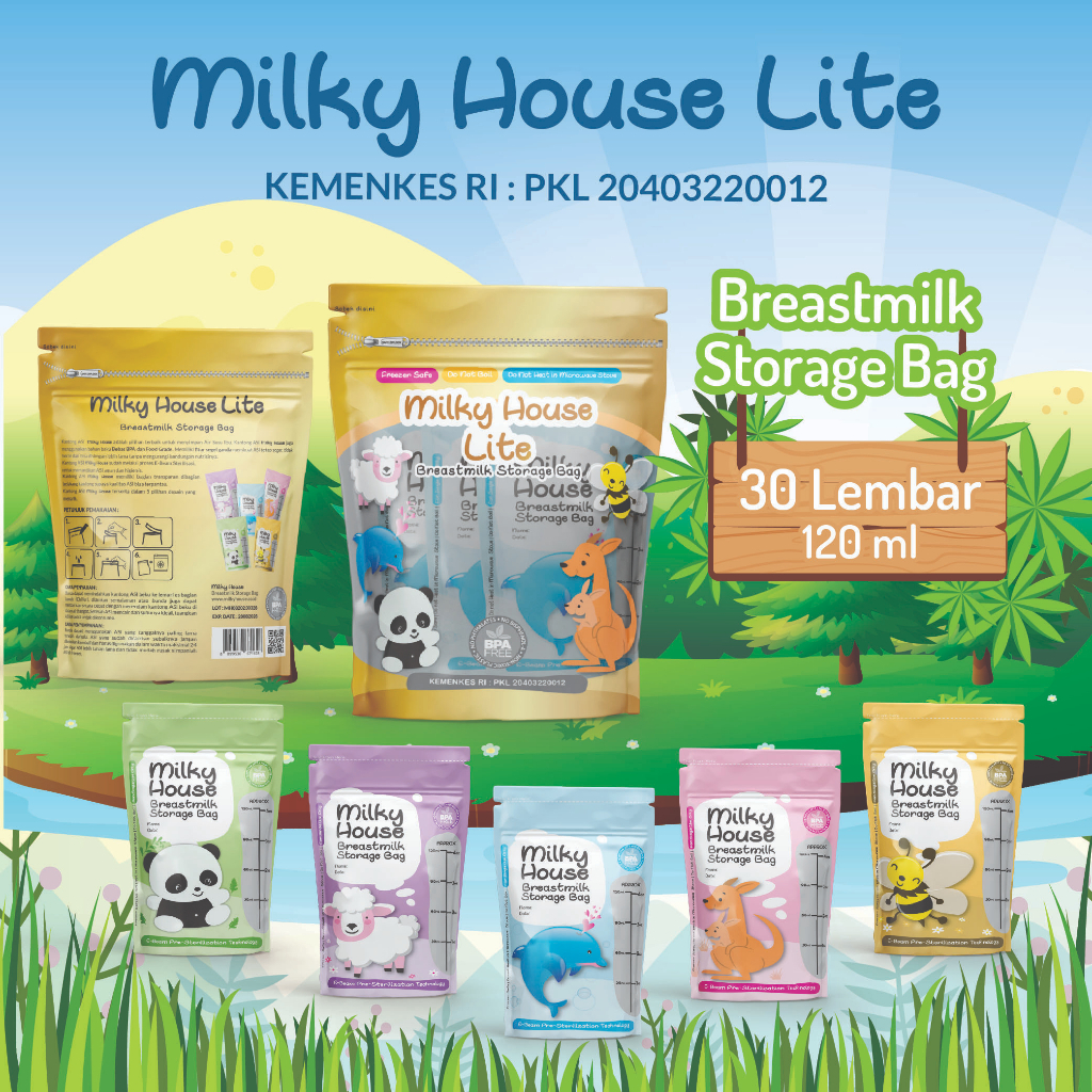 Milky House Lite 120mL Breast Milk Bag || Milky House Lite Economical Breast Milk Bags 30 sheets ...
