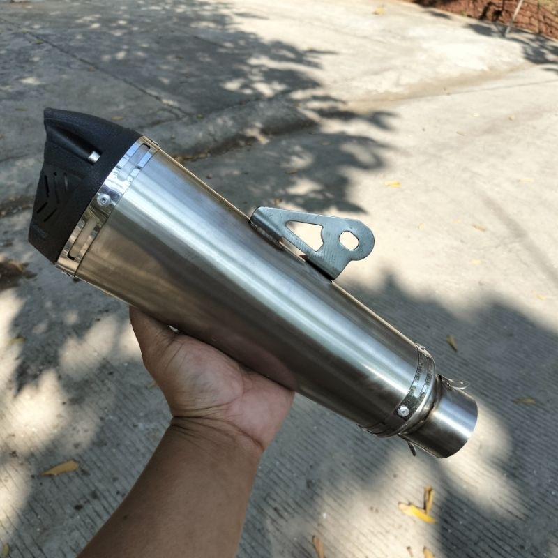 HITAM Plain exhaust slincer costum Nobi black funnel d50 mm | Shopee ...