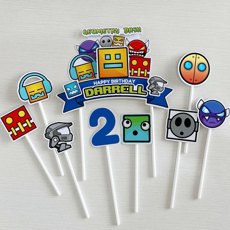 Cake Topper 3D Character Geometry Dash Birthday Cake Decoration ...