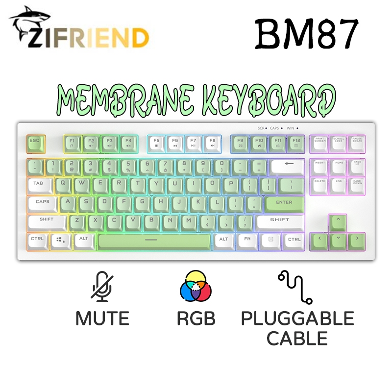 Zifriend BM87 Membrane Gaming Keyboard Mechanical Feel PC/Laptop Wired ...