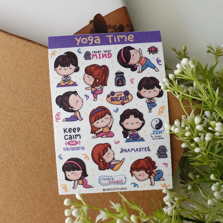 Yoga Workout Sticker Sheet | Waterproof Waterproof Waterproof ...