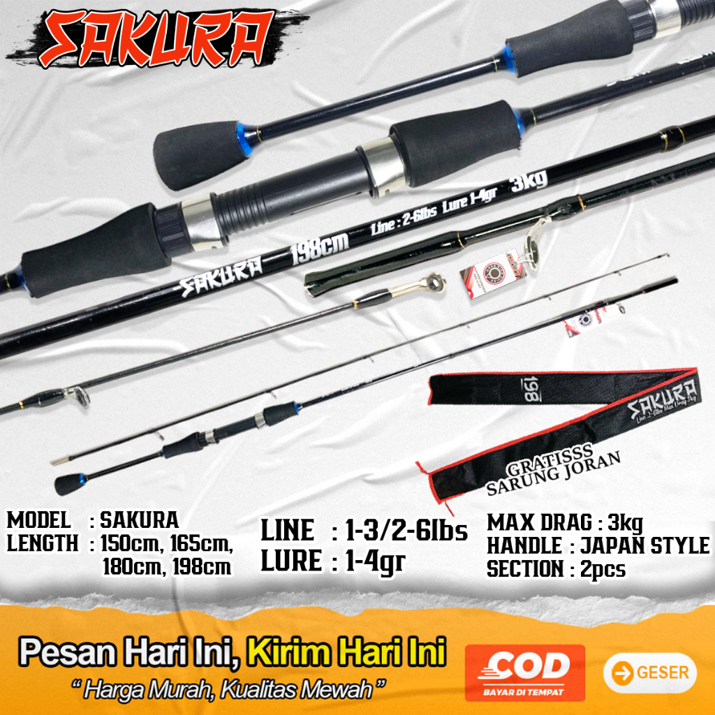 Ultralight UL sakura fishing rod 2-6lb solid fiber, max 3kg up | Shopee ...