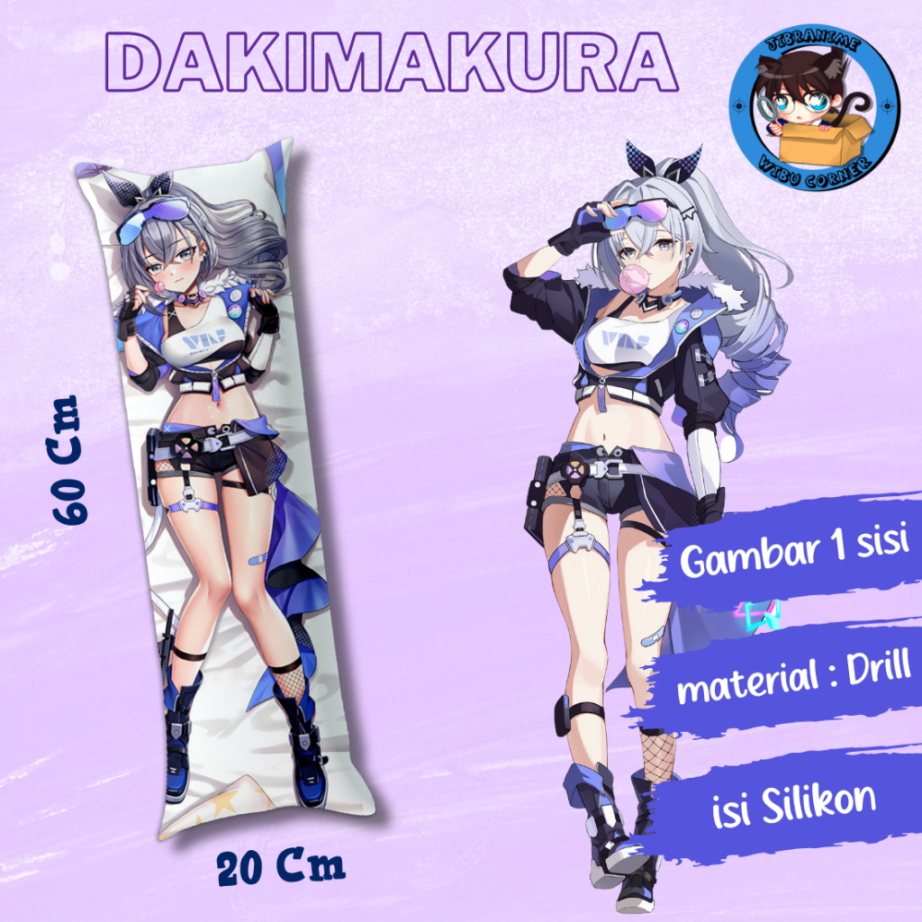 Dakimakura anime/guling silver wolf honkai star rail Size 20x60cm ...