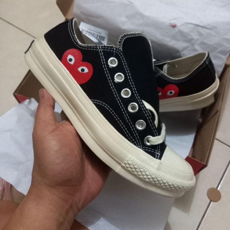 Converse Play X CDG Black And White Men Women Strap Shoes Sneakers ...