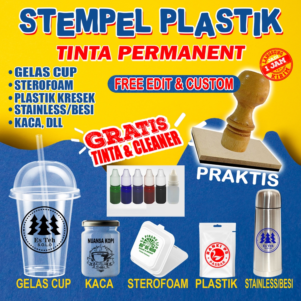 PLASTIC STAMP CUP STAMP/ STYROFOAM STAMP/ CUSTOMEDesign FREE INK ...