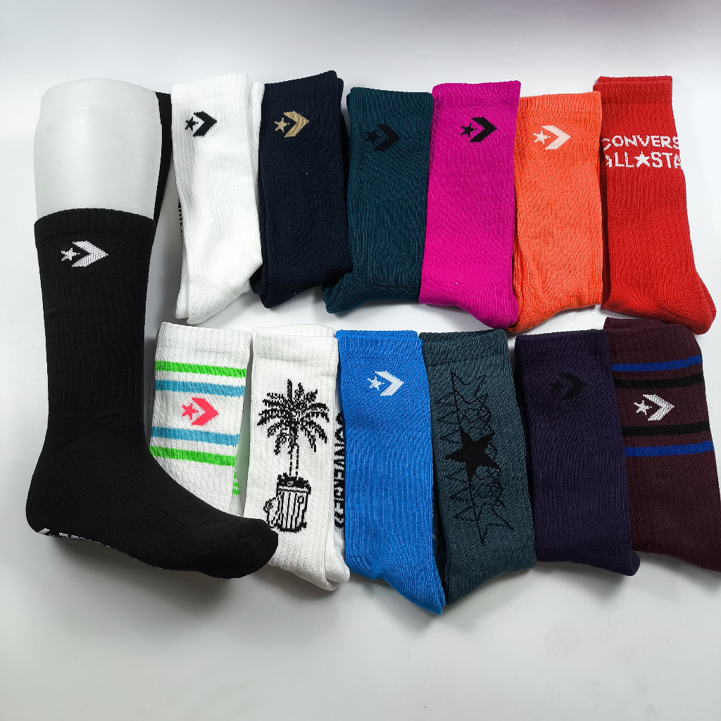 Converse Classic Star Retro Stripe Crew Cushioned Socks Thick | Shopee ...