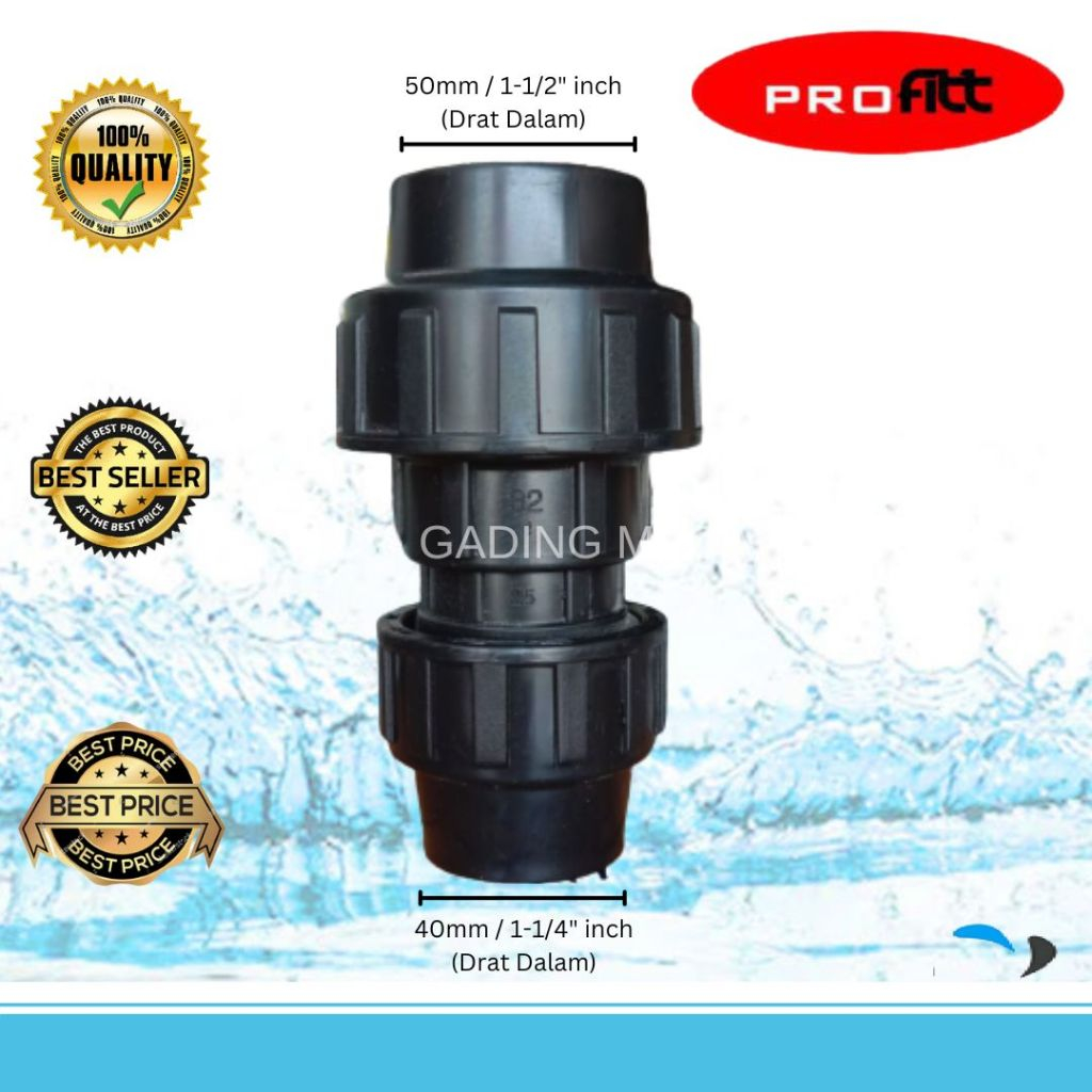 Compression Red Coupling Fitting HDPE 50x40mm | Shopee Philippines