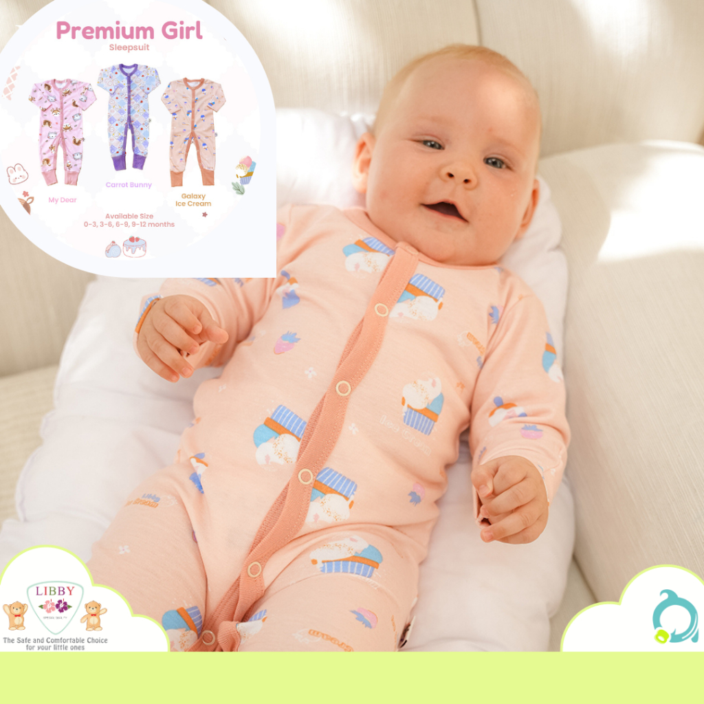 Libby Premium Sleepsuit with Girl Motif 0-12 Months (1 pcs/pack) | Shopee Philippines