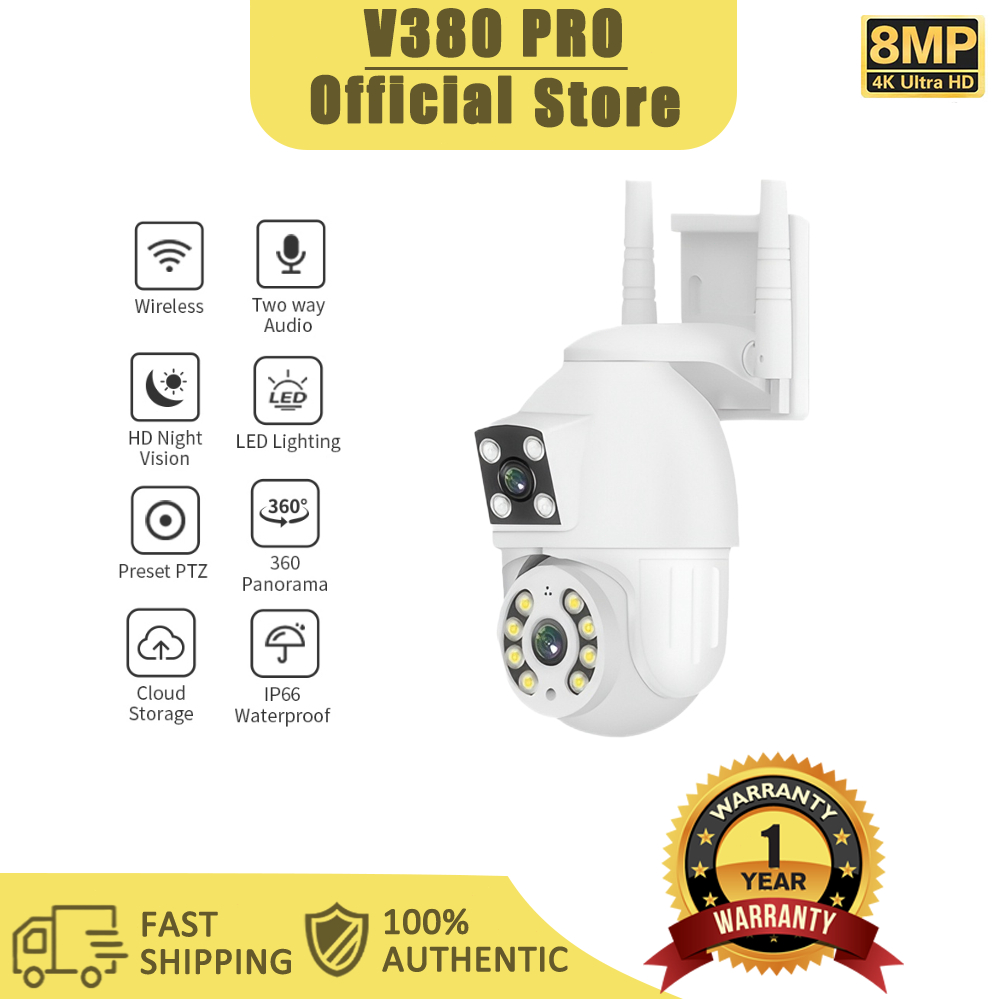 CCTV Security Camera V380 Pro Outdoor IP66 Waterproof Full HD PTZ Dual ...