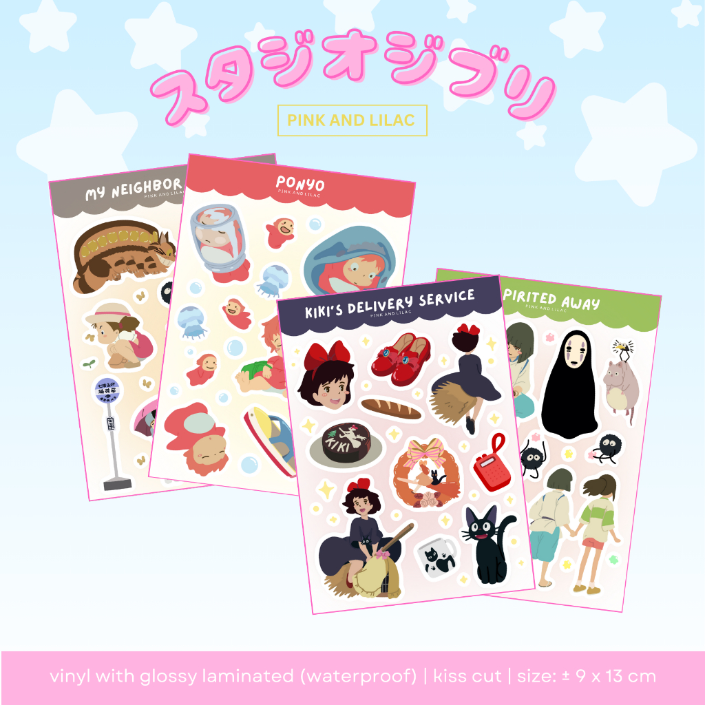 Ghibli Studio Sticker | Totoro, Spirited Away, Ponyo, Kiki's Delivery ...