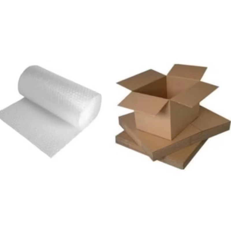 The cardboard packaging material and bubble warp is medium for the ...