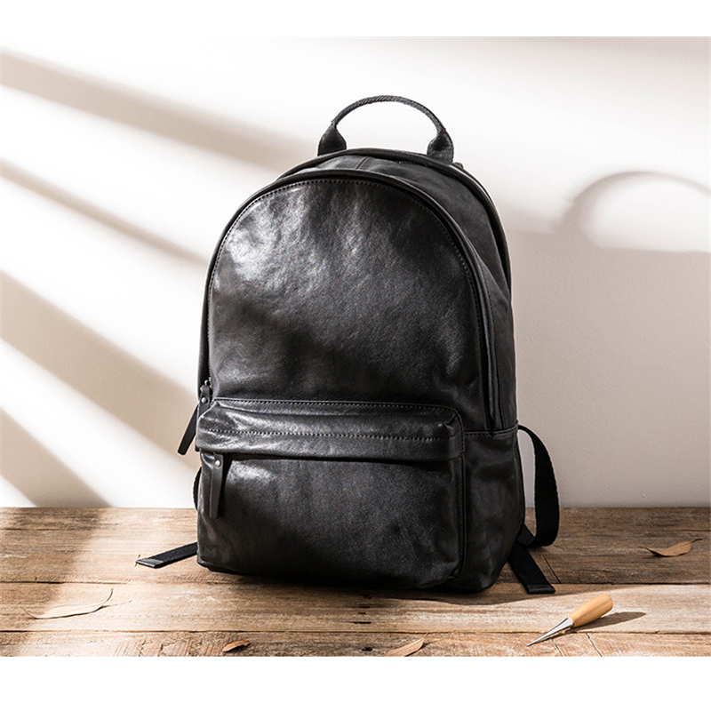 100% Genuine Leather Men's Backpack Fashion Student Backpack Real ...