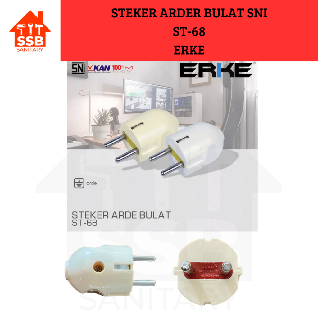 Round EARTH PLUG ST-68 ERKE SNI QUALITY | Shopee Philippines