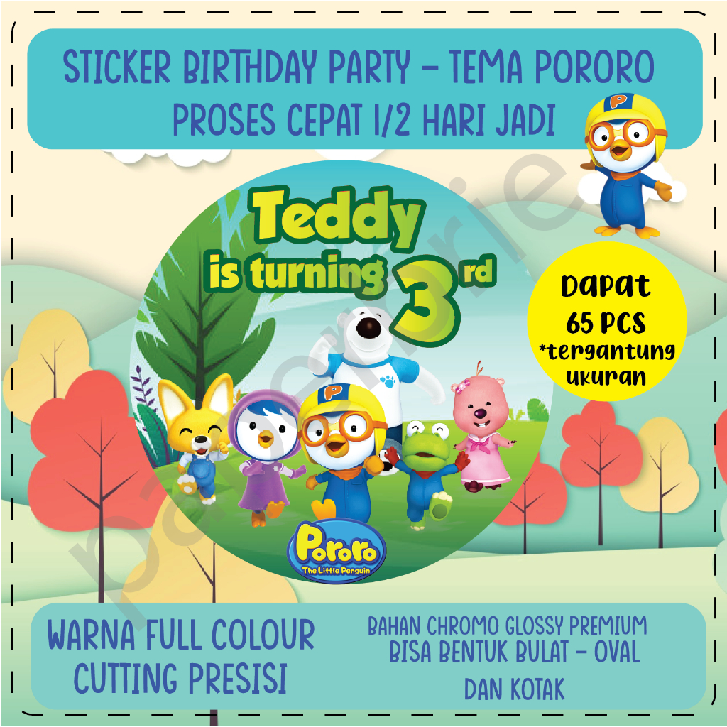 Pororo 001 Label Stickers – Children's Birthday Stickers, Hampers ...