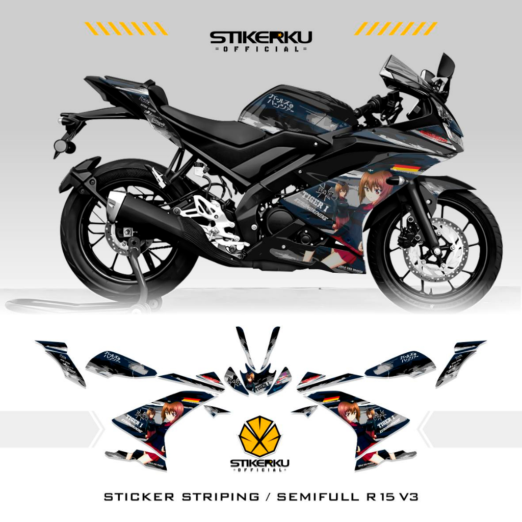 STRIPING STICKER / YAMAHA R15V3 / SEMIFULL / STOCK / DECALS / R15 / V3 ...