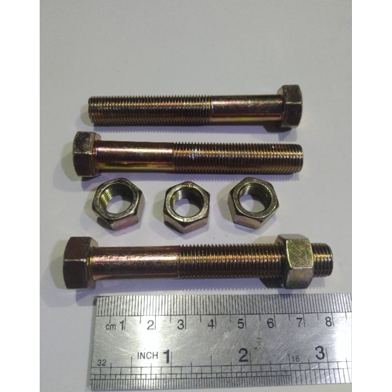 Bmk HEX M12 x 80 mm yellow bolt + nut (1 key) | Shopee Philippines