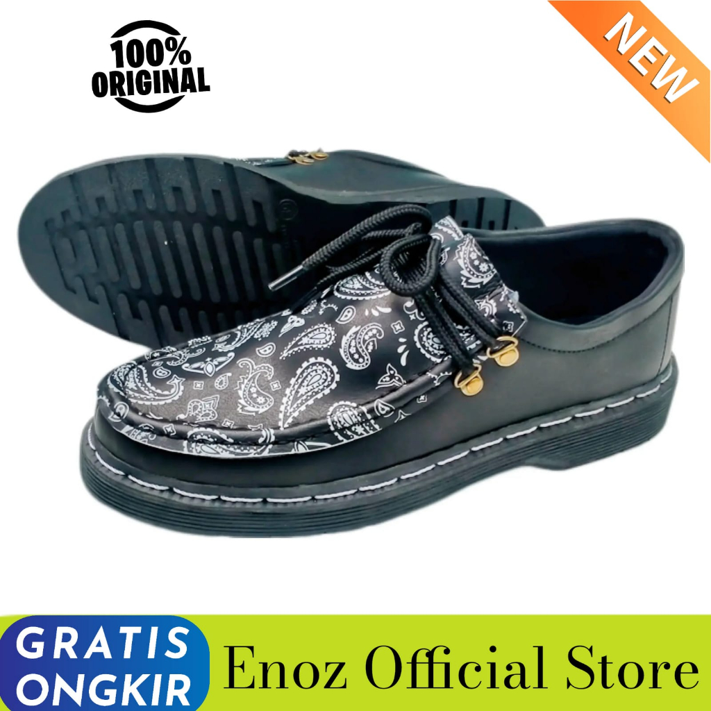 ENOZ Morales Docmart Men's Black Loafers Low Boots Batik Formal Work ...