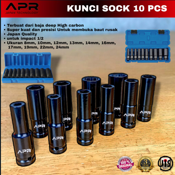 Apr 10pcs Shock Lock sok Impact Wrech 1/2inch 8-24mm | Shopee Philippines