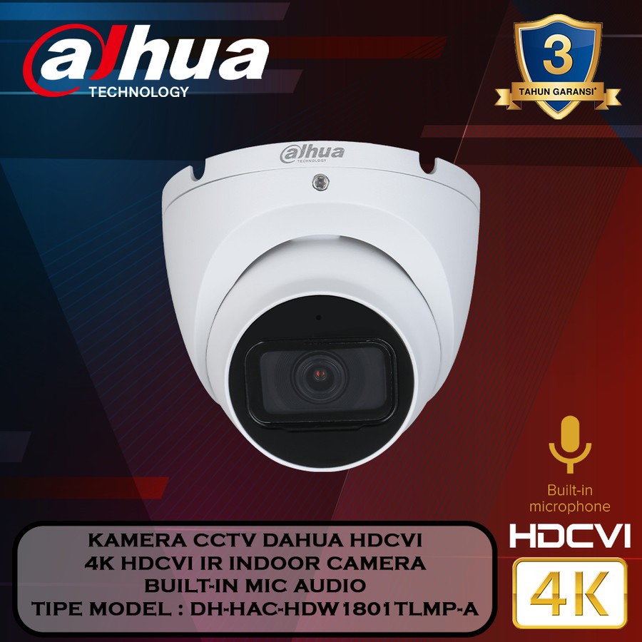 Dahua CCTV CAMERA 8MP 4K DA-HAC-HDW1801TLMP-AUDIO INDOOR | Shopee ...