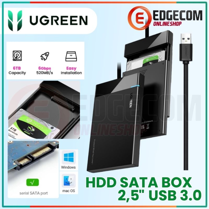 UGREEN Casing Enclosure HDD Hard Disk External 2.5"SATA USB 3.0 with Micro USB 3.0 Cable 30847 ...