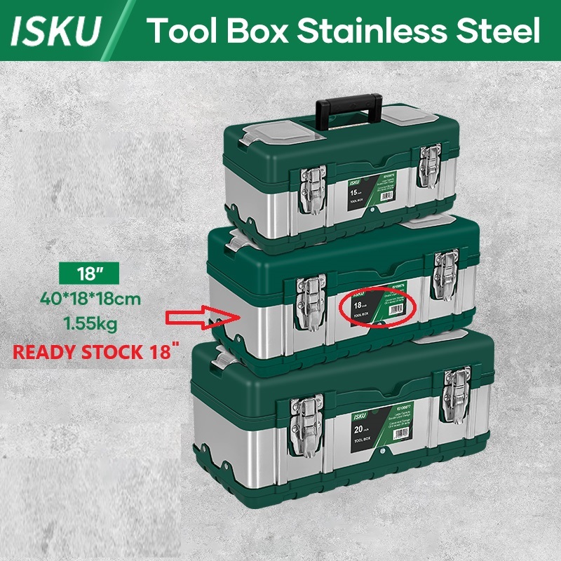 ISKU Tool box Large stainless steel 18 inch durable Tool box, full ...